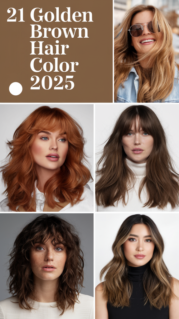 Golden Brown Hair Color 2025: 21 Ideas with Highlights, Honey, Garnier ...