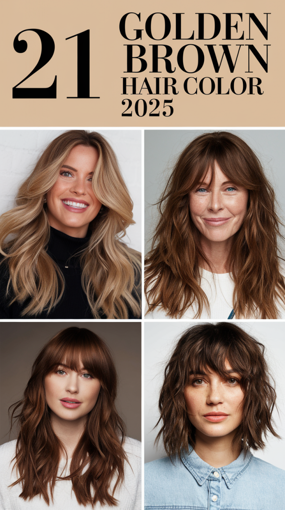 Golden Brown Hair Color 2025: 21 Ideas with Highlights, Honey, Garnier ...